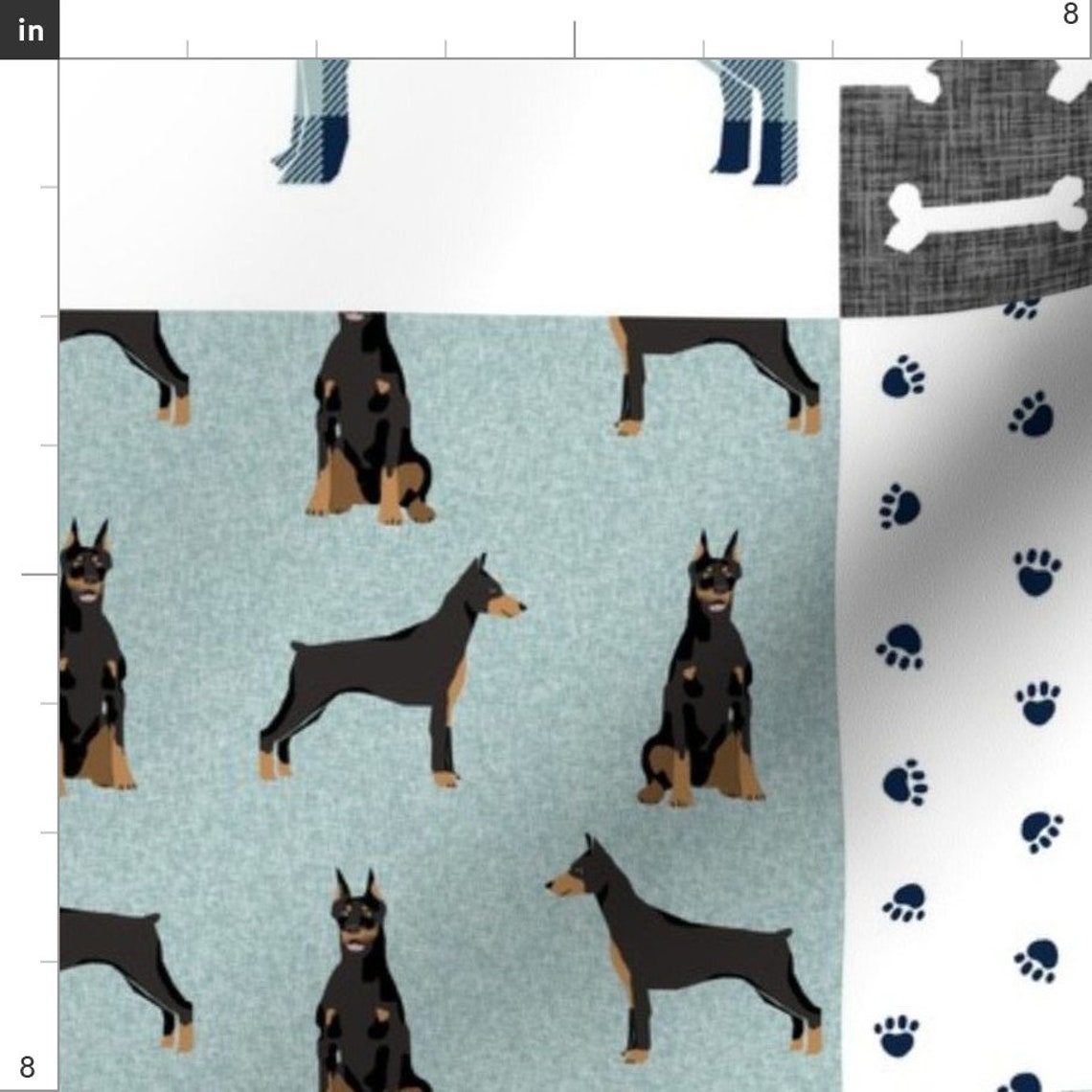 Doberman Fabric Doberman Pinscher Pet Quilt B Cheater Quilt - Etsy