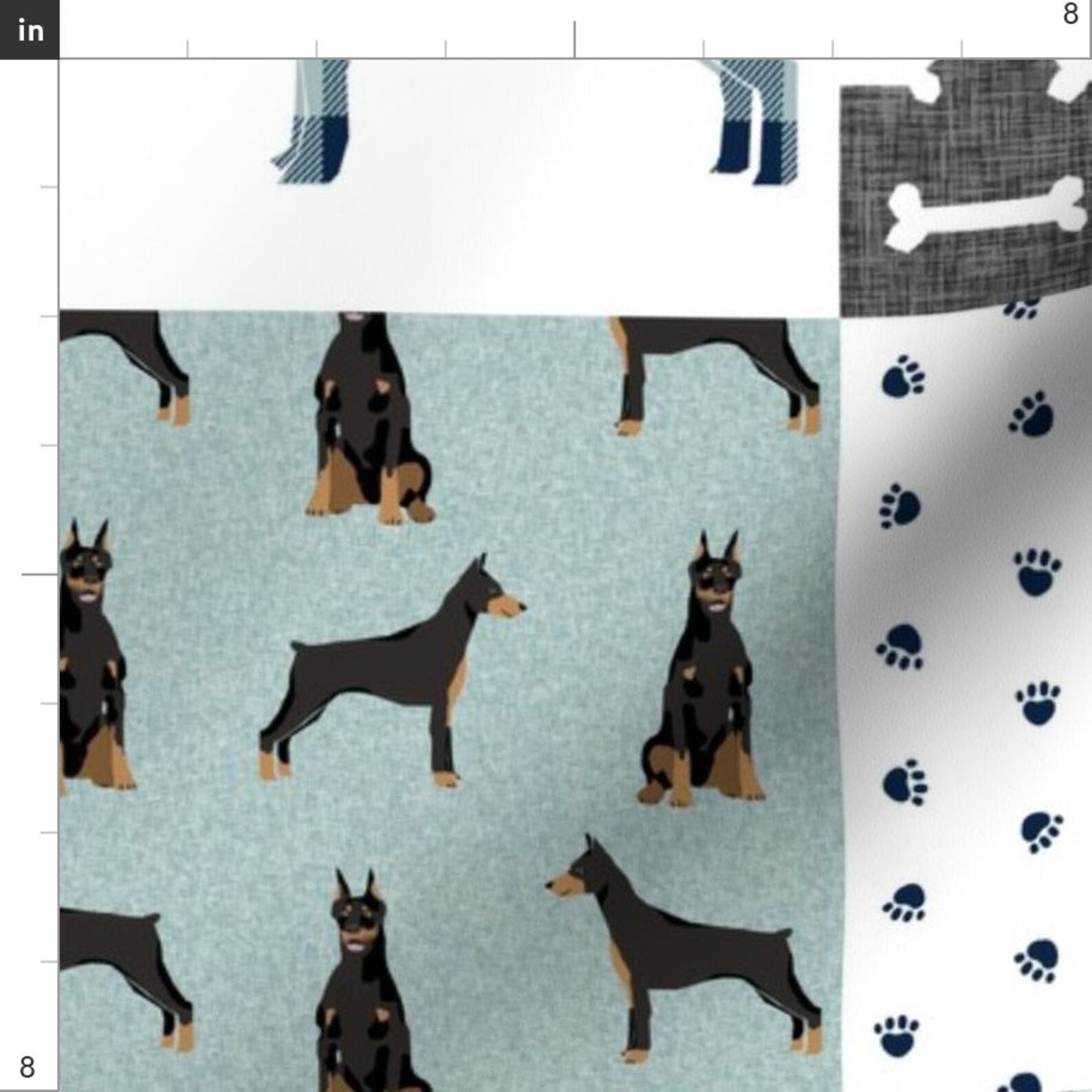 Doberman Fabric Doberman Pinscher Pet Quilt B Cheater Quilt - Etsy