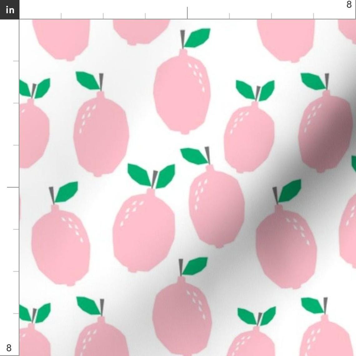 Pink Lemonade Fabric - Pastel Pink Girly Citrus Lemon Print Fabric by ...