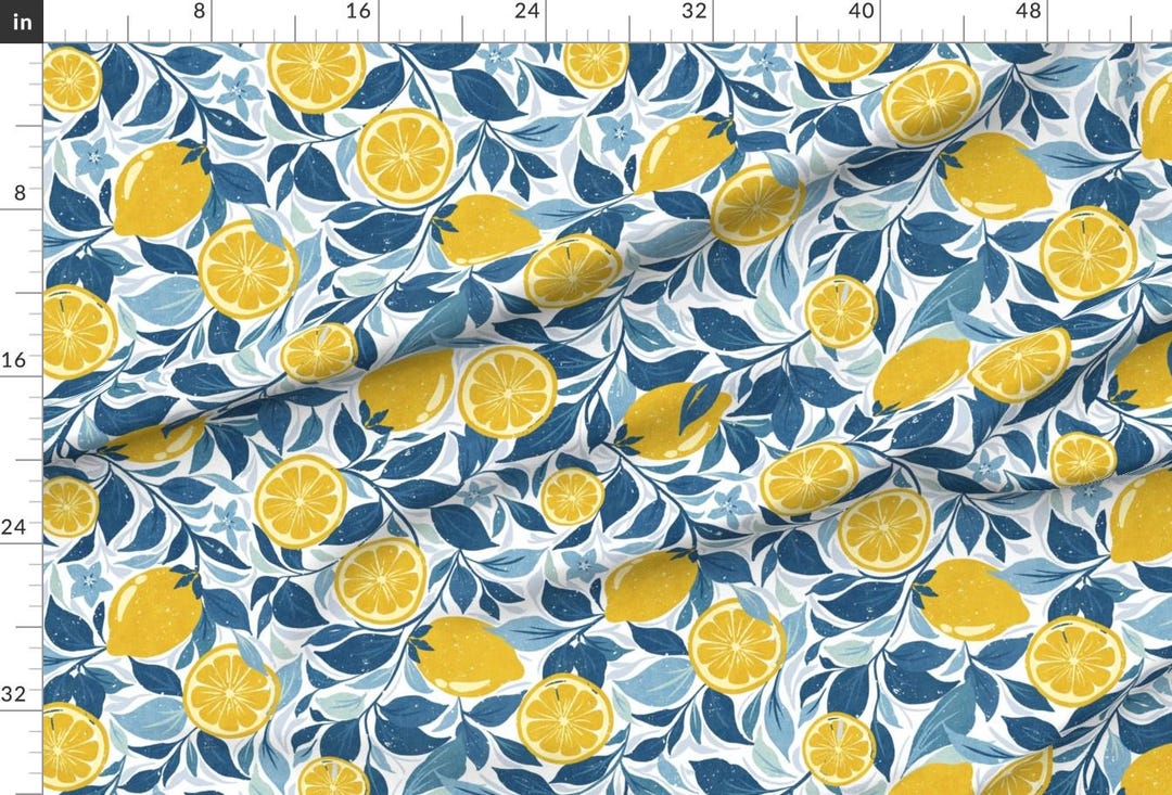Citrus Extra Wide Sateen Fabric Mediterranean Summer Lemon Kitchen ...