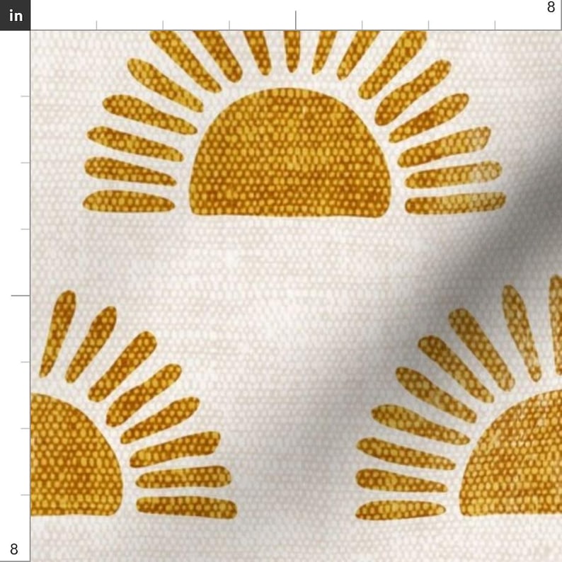 Block Print Sun Fabric - Sunshine by Littlearrowdecor - Mustard Yellow ...