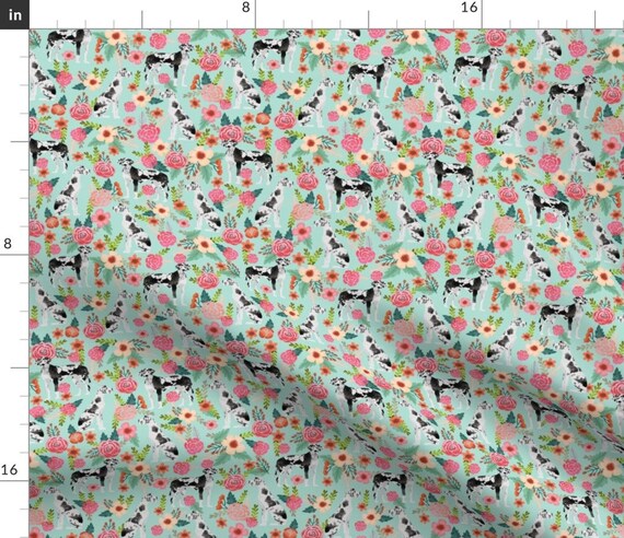Great Dane Fabric Great Dane Floral Flowers Dog Breeds by | Etsy