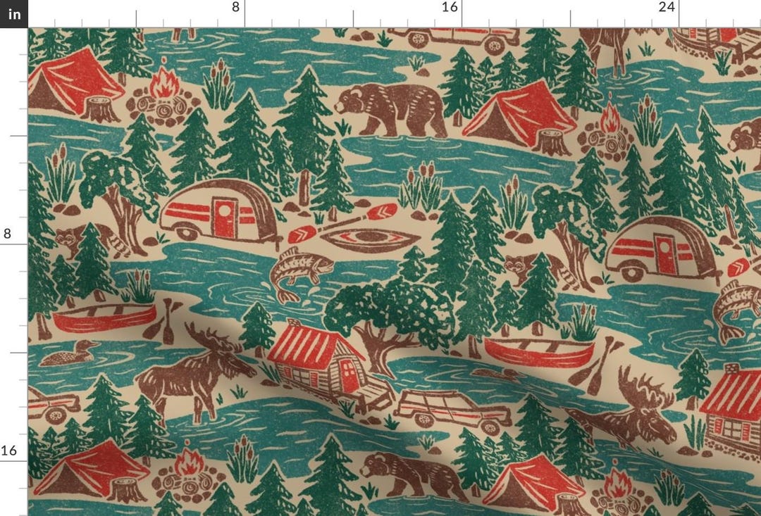 Vintage Lake House Fabric - North Country by Byre_wilde - Summer Cabin ...