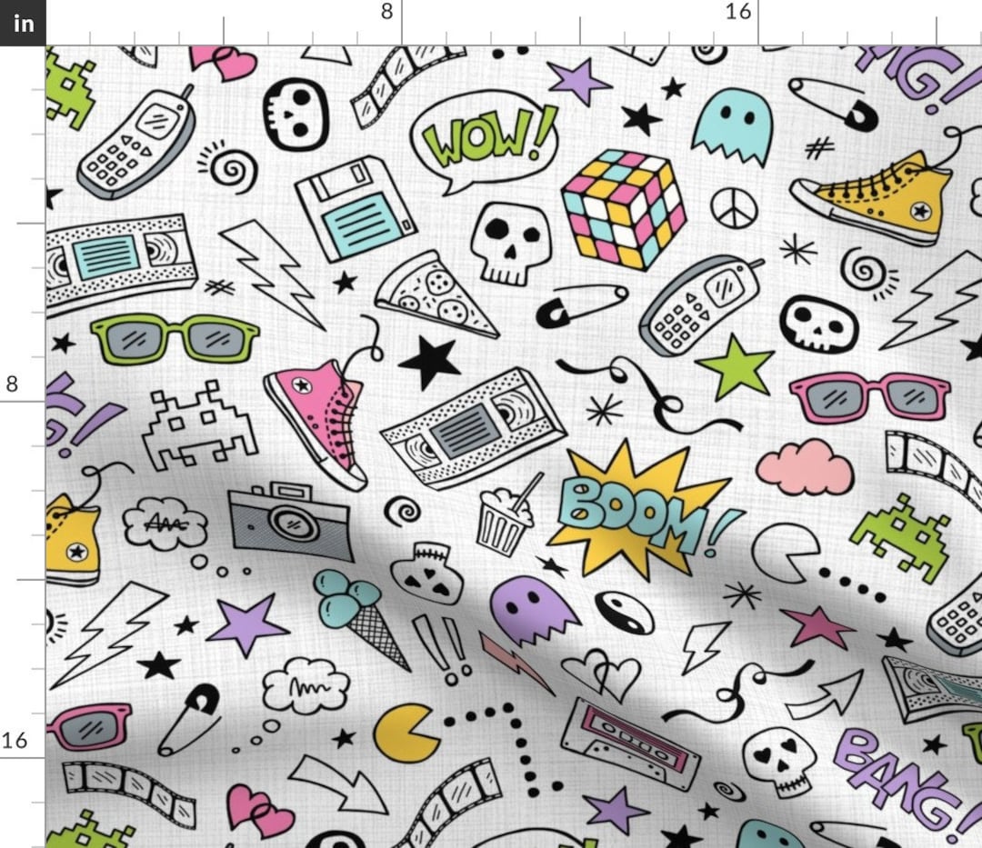 Y2k Fabric Y2k Classroom Doodles by Anequsa Teens - Etsy