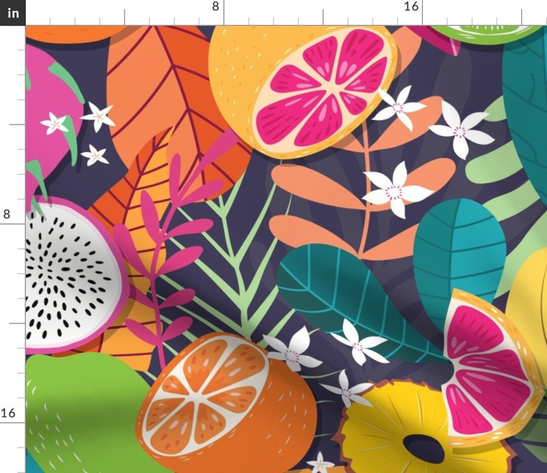 Large Scale Tropical Fruit Fabric Fruit Tropical 050 by Bluelela Bright ...