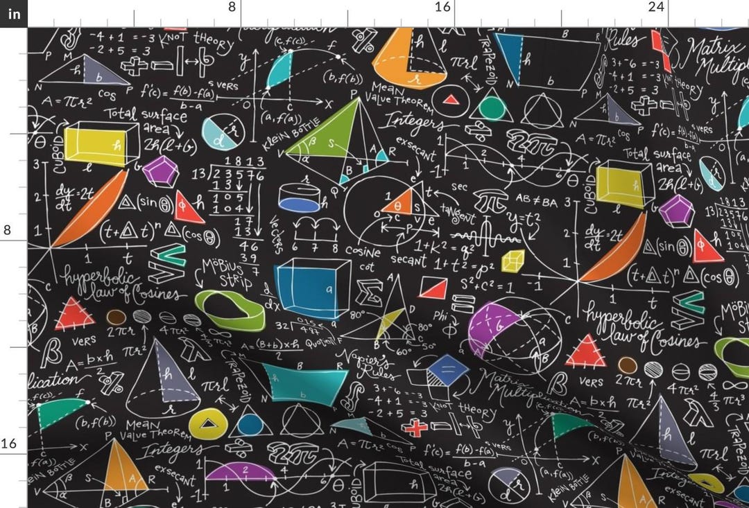 Black Math Geometry Fabric Math Count on It by Sammyk Math Cotton ...
