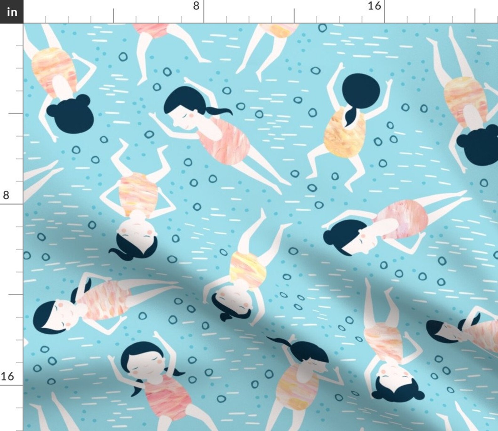 Kids Blue Swimming Fabric Swimming Girls by Heleenvanbuul - Etsy