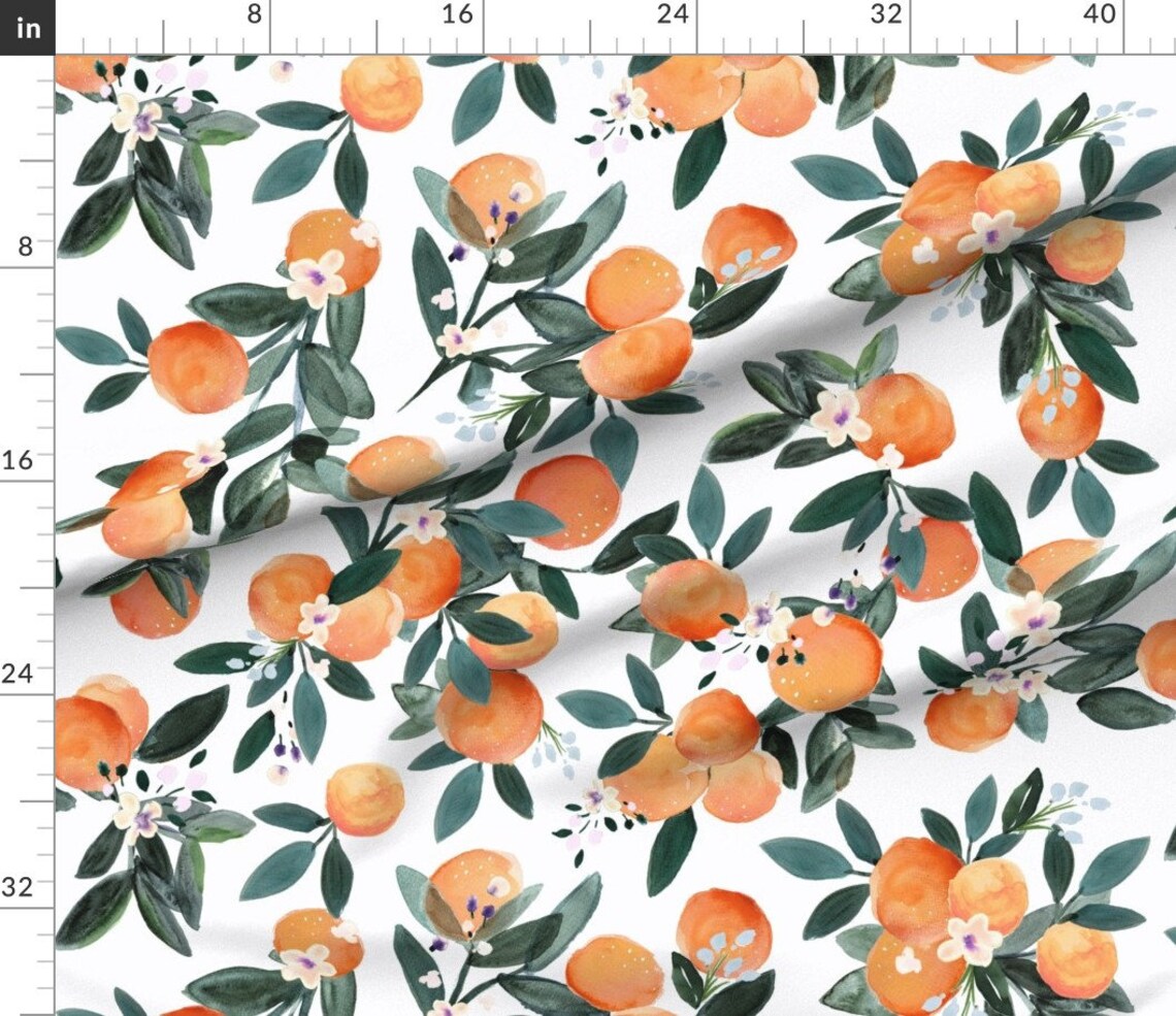 Large Scale Citrus Fabric Dear Clementine White Oranges Xl - Etsy