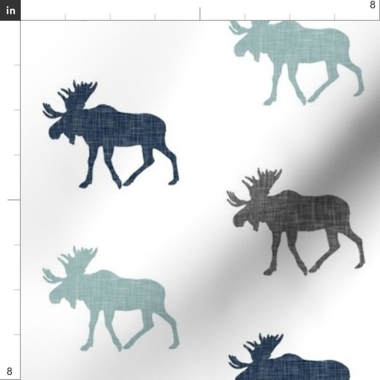 Moose Fabric Multi Moose Navy Gray and Dusty Blue by - Etsy UK