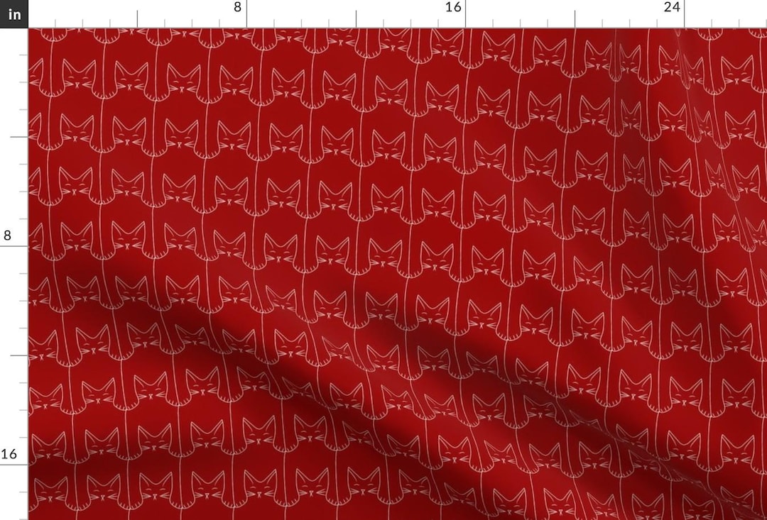 Mod Red Cat Fabric - Kitties (red Background) by Eleventy-five - Red ...