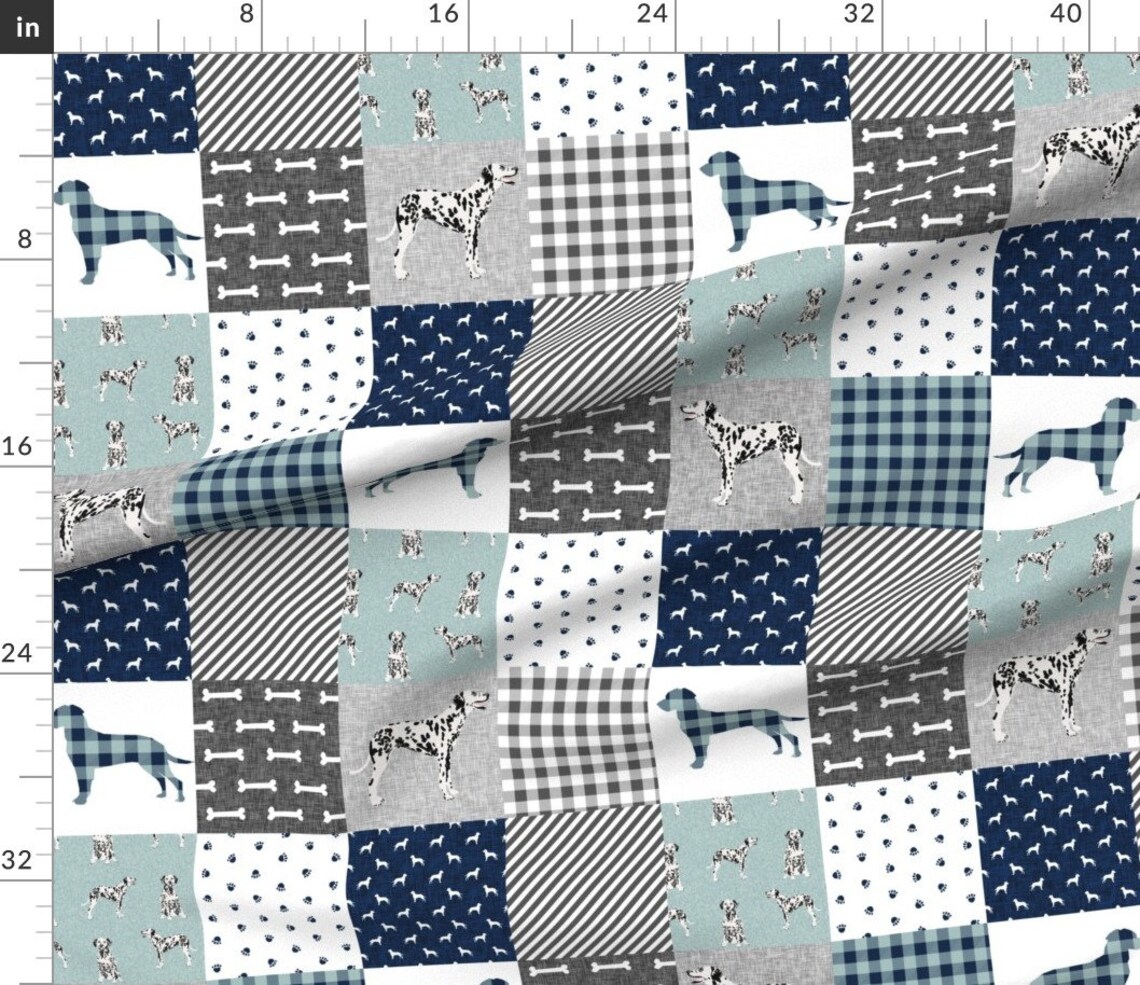 Dalmatian Fabric Dalmatian Pet Quilt B Floral Cheater Quilt | Etsy