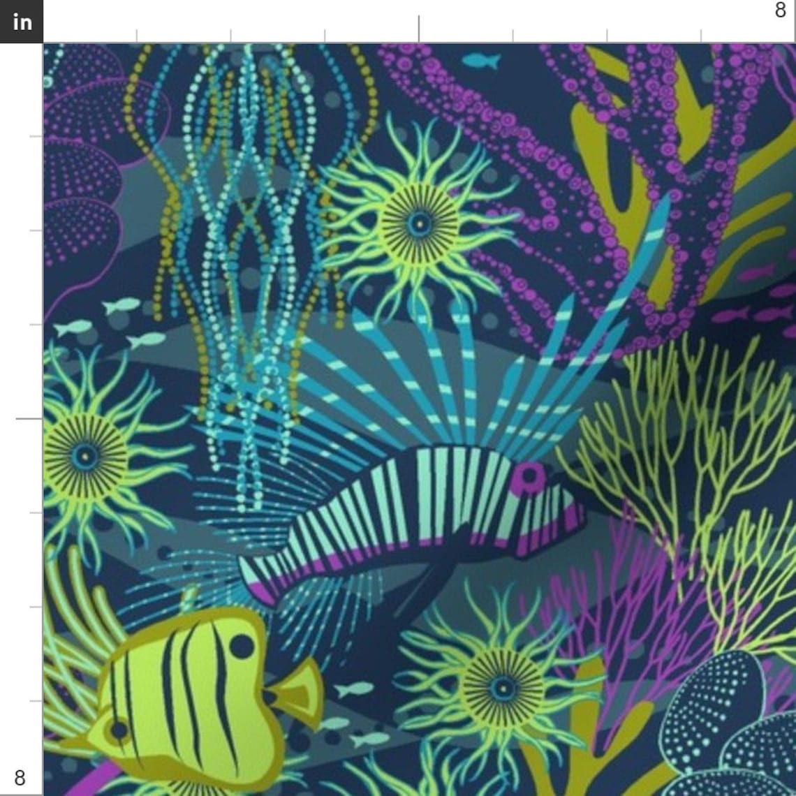 Great Barrier Reef Fabric Reef Life by Cjldesigns Great - Etsy