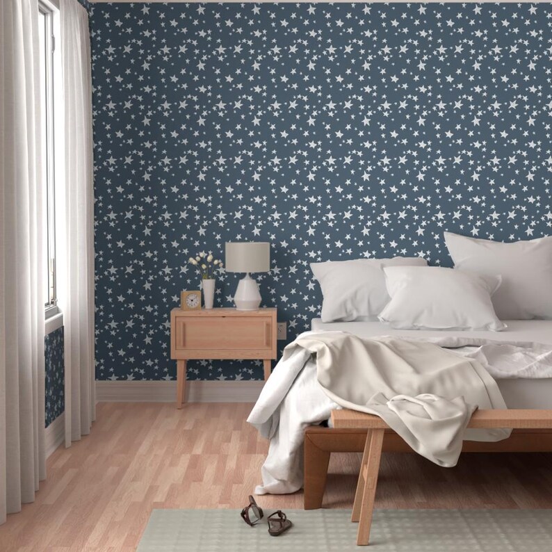 Star Wallpaper - Stars Blue Grey Star by Andrea Lauren - Nursery Mod ...