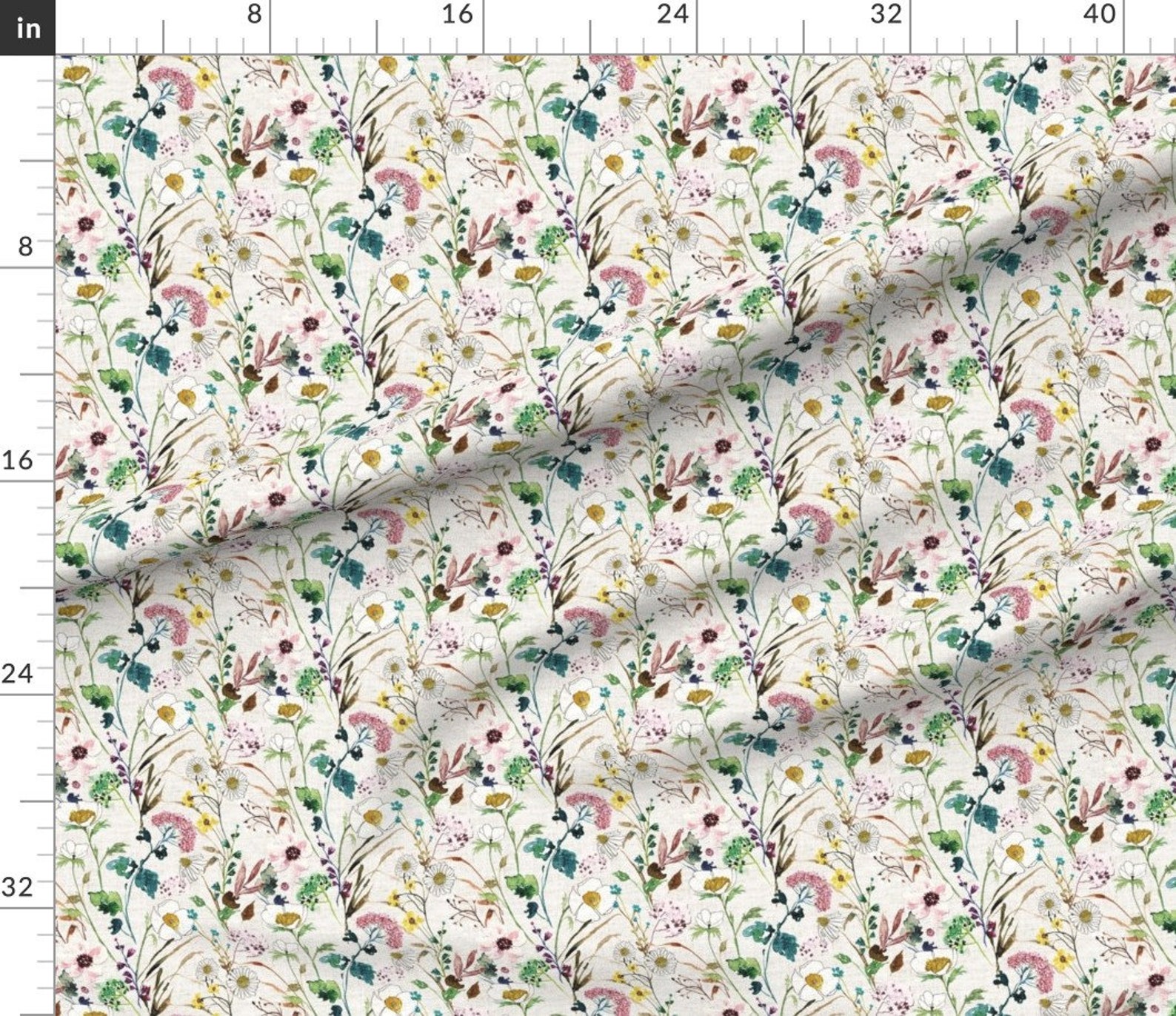 Vintage Floral Garden Fabric Verdure Wildflowers oatmeal - Etsy