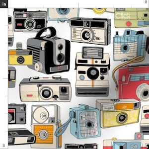 Retro Camera Fabric - Make It Snappy! by Pennycandy - Vintage Retro ...