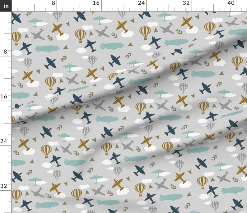 Aircrafts Fabric Vintage Air Travel by Sewluvin Hot Air - Etsy