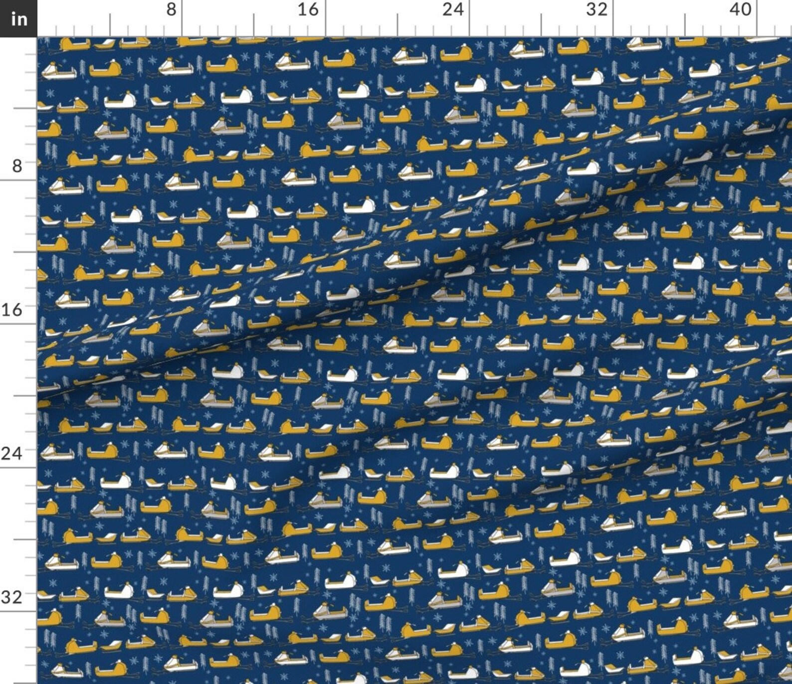 Snowmobiles Fabric Vintage Snowmobile Illustration Winter | Etsy