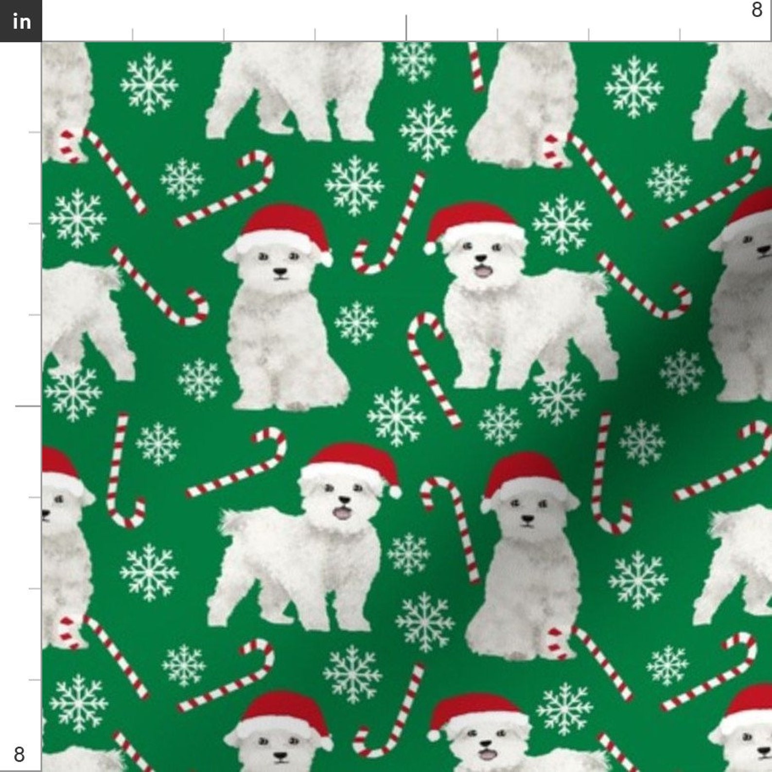 Maltese Christmas Fabric Maltese Dogs Snowflake Peppermint - Etsy