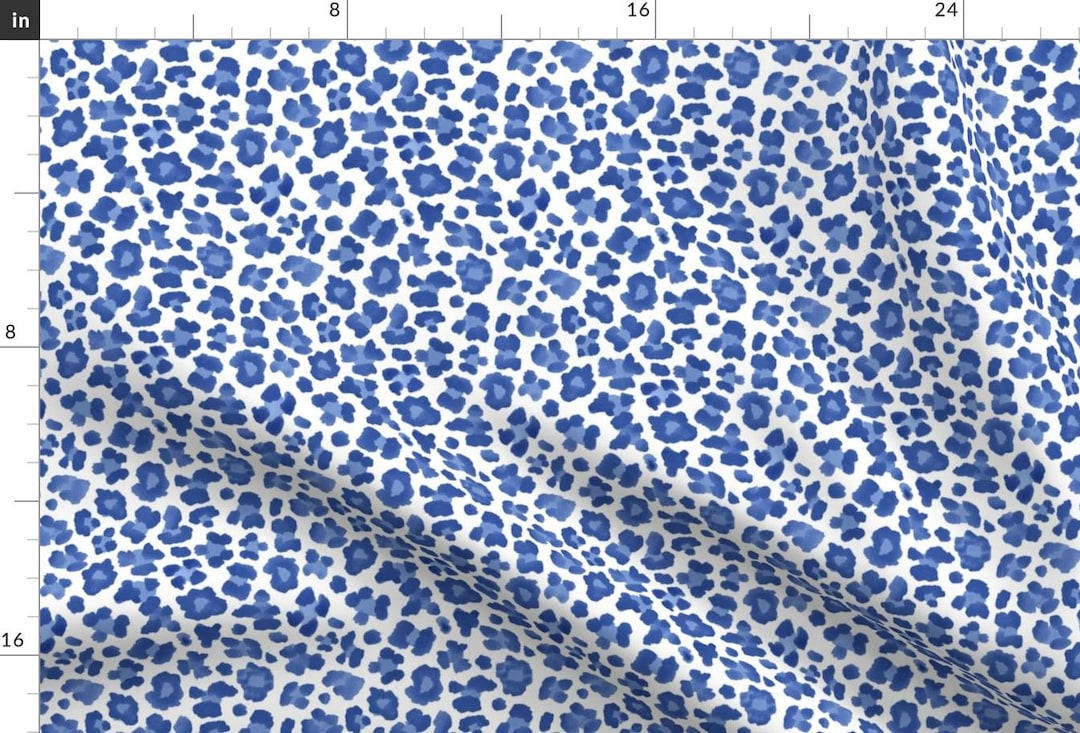Tiny Blue Leopard Print Fabric - 6" Blue Leopard Print by Danika ...