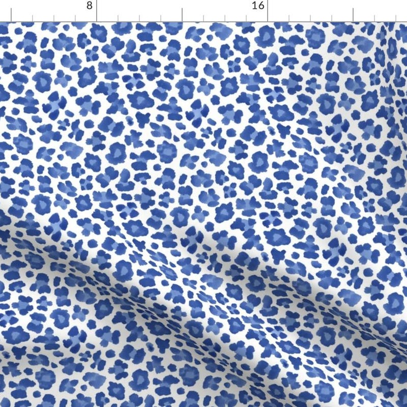 Blue Leopard Fabric - Etsy