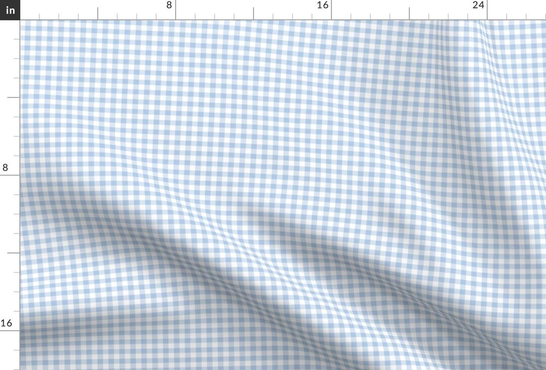 Blue Gingham Fabric - Foggy Morning Pale Blue Gingham Check by ...