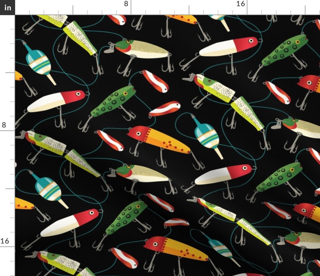 Fishing Fabric Plenty of Fishing Lures by Retrorudolphs Fishing ...