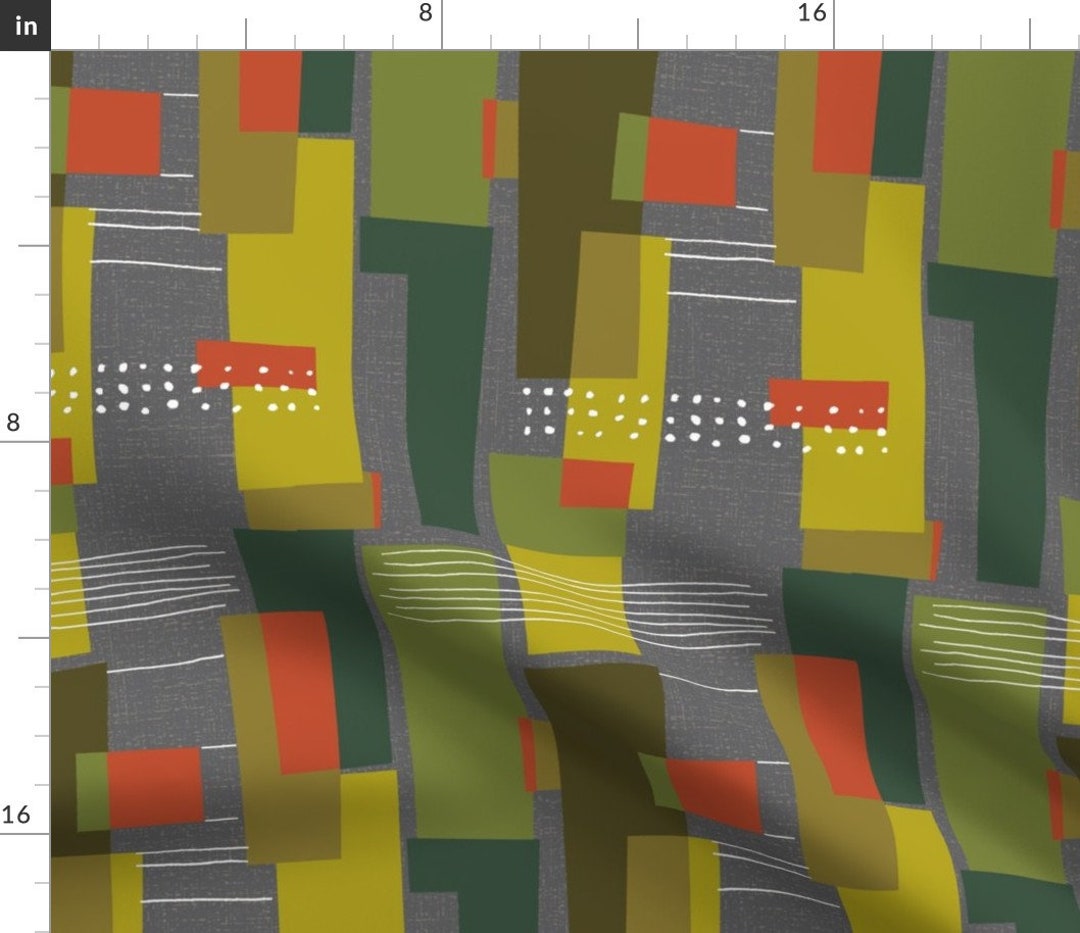 Green and Yellow Blocks Fabric Marks and Color Blocks /03 by - Etsy