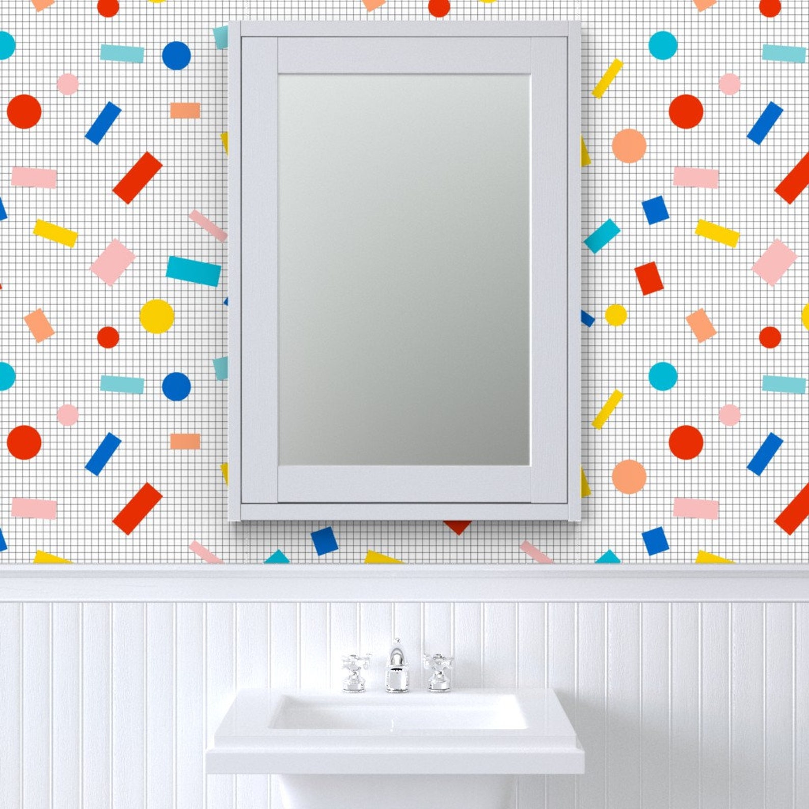 Retro Wallpaper Color Block Grid by Louisemargaret Retro - Etsy