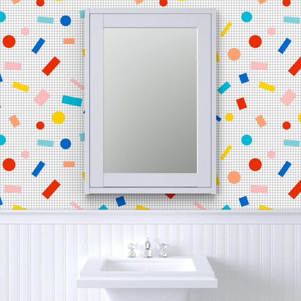 Retro Wallpaper Color Block Grid by Louisemargaret Retro - Etsy