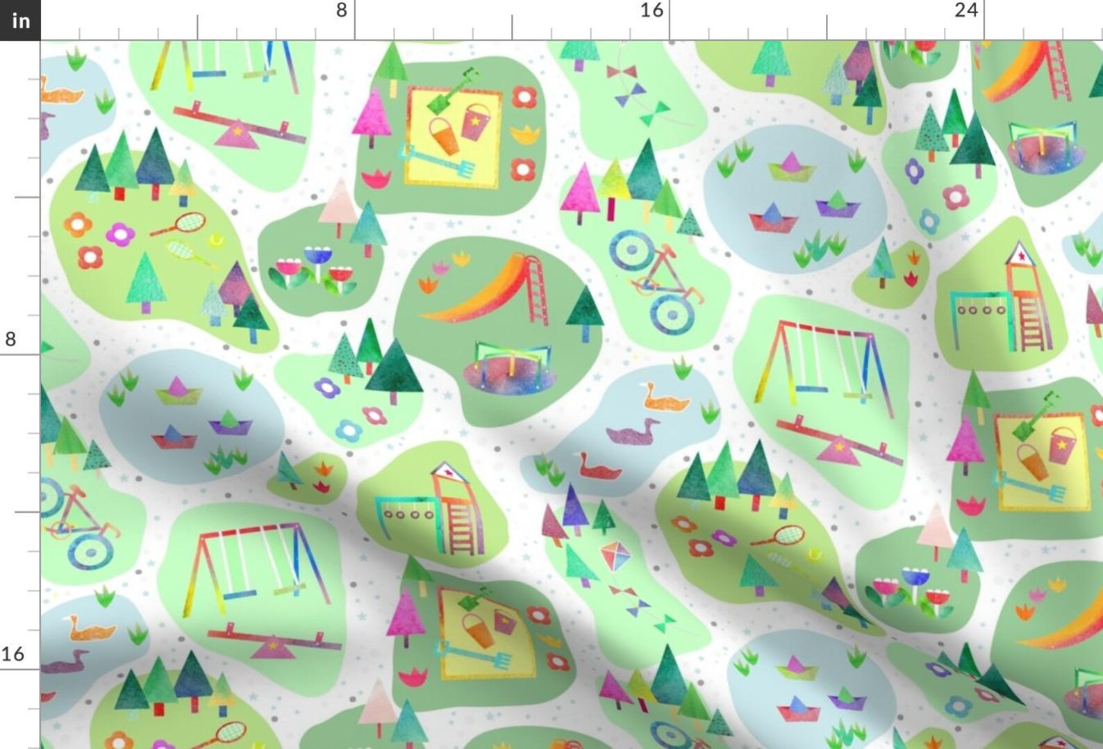 Park Map Fabric - Park Map by Emmaallardsmith - Watercolor Park Map ...