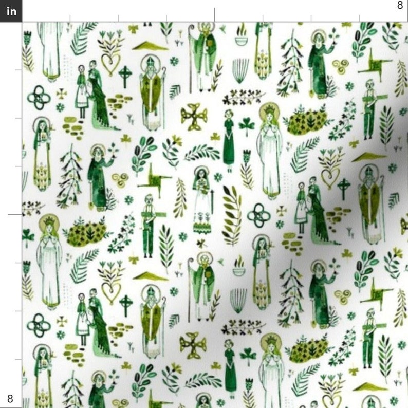 Green Catholic Saints Fabric Saints of Ireland by - Etsy