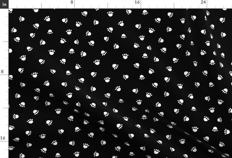 Paw Fabric Black And White Paw Print Pet Dog Cat Fabric By | Etsy