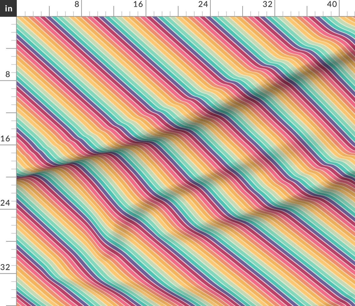 Retro Rainbow Stripes Fabric Rainbow Stripes by Roofdog | Etsy
