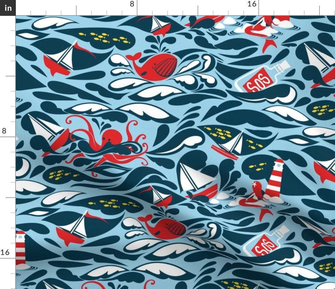 Sailing Fabric Trouble at Sea by Cjldesigns Sail Boat - Etsy