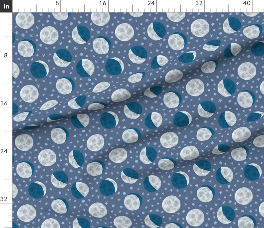 Moons Fabric Moon Phases Between the Stars by Heleen Vd | Etsy