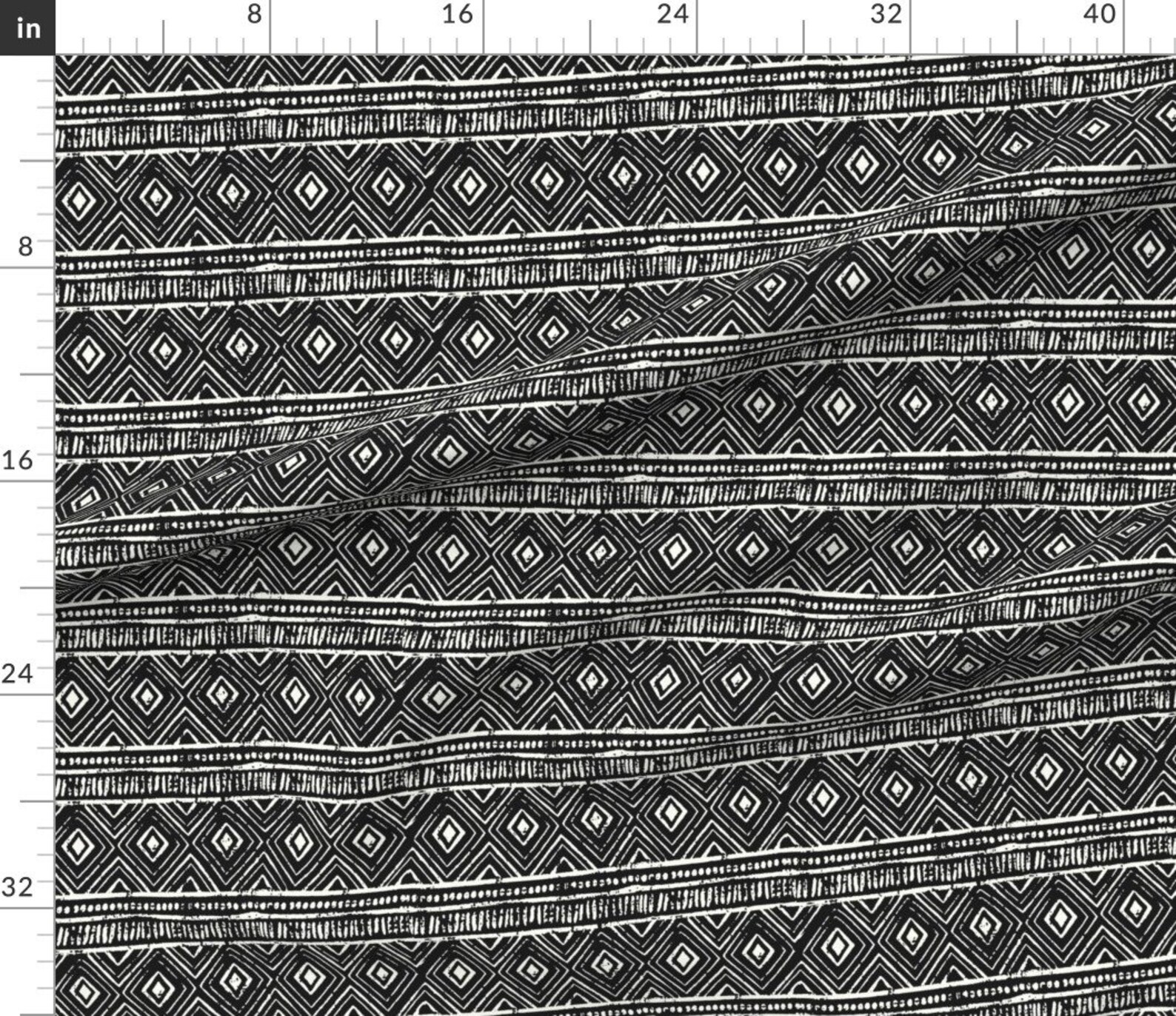 Tribal Fabric Mud Cloth // Black and White By Thin Line | Etsy