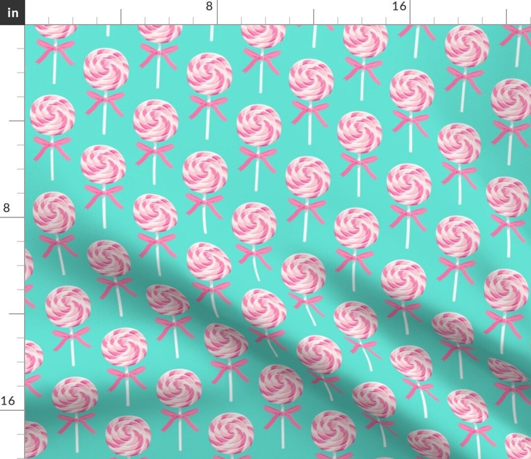 Lollipops Fabric Whirly Pop Pink on Blue Lollipop Fabric - Etsy