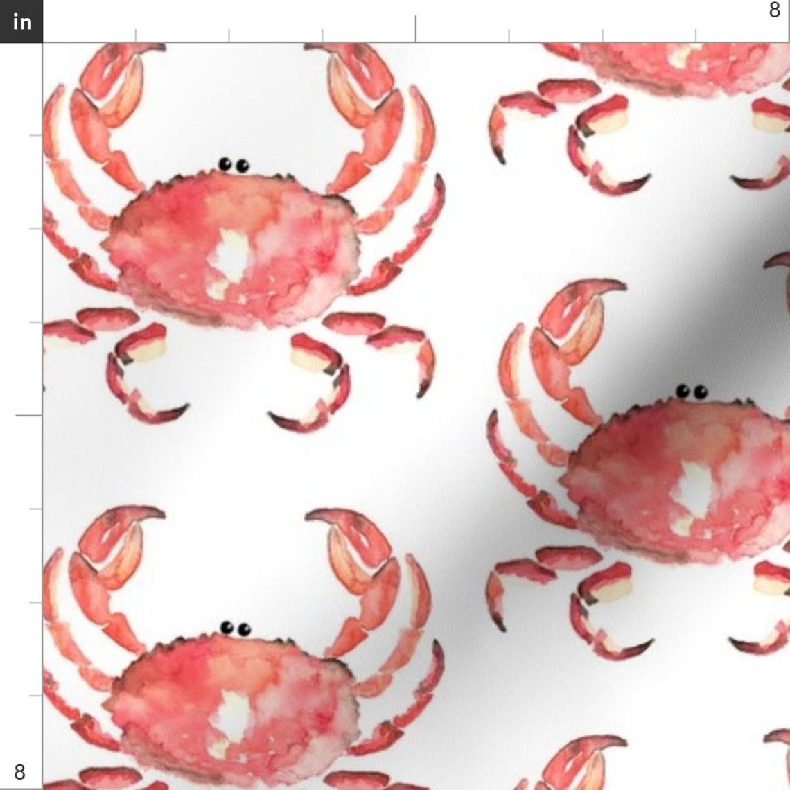 Watercolor Crabs Fabric Nautical Crab Watercolor Animal Red - Etsy