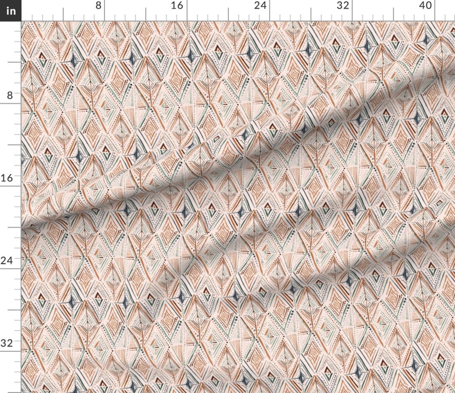 Peach Diamond Pattern Fabric Boho Diamond-vintage Peach by - Etsy