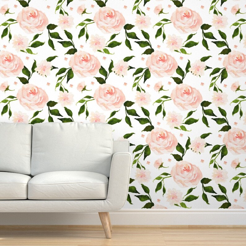 Pink Floral Wallpaper English Pink Garden by Shopcabin | Etsy