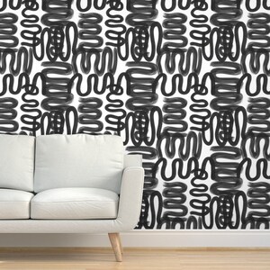 Graffiti Wallpaper Graffiti Squiggle in Black on White by - Etsy