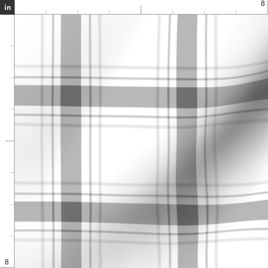 Gray and White Plaid Fabric Grey Plaid by Misstiina Simple - Etsy