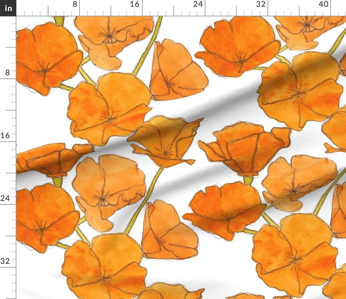 California Poppy Fabric Poppy Large Scale by Studiodena - Etsy