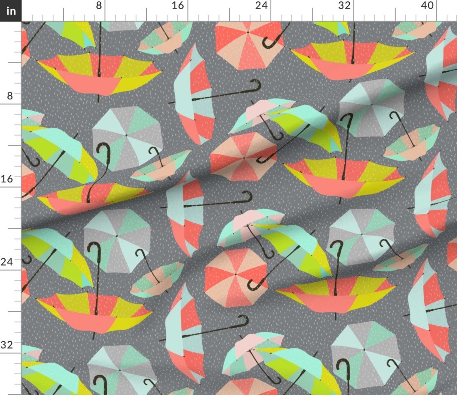 April Showers Colorful Umbrellas Fabric April Showers By | Etsy
