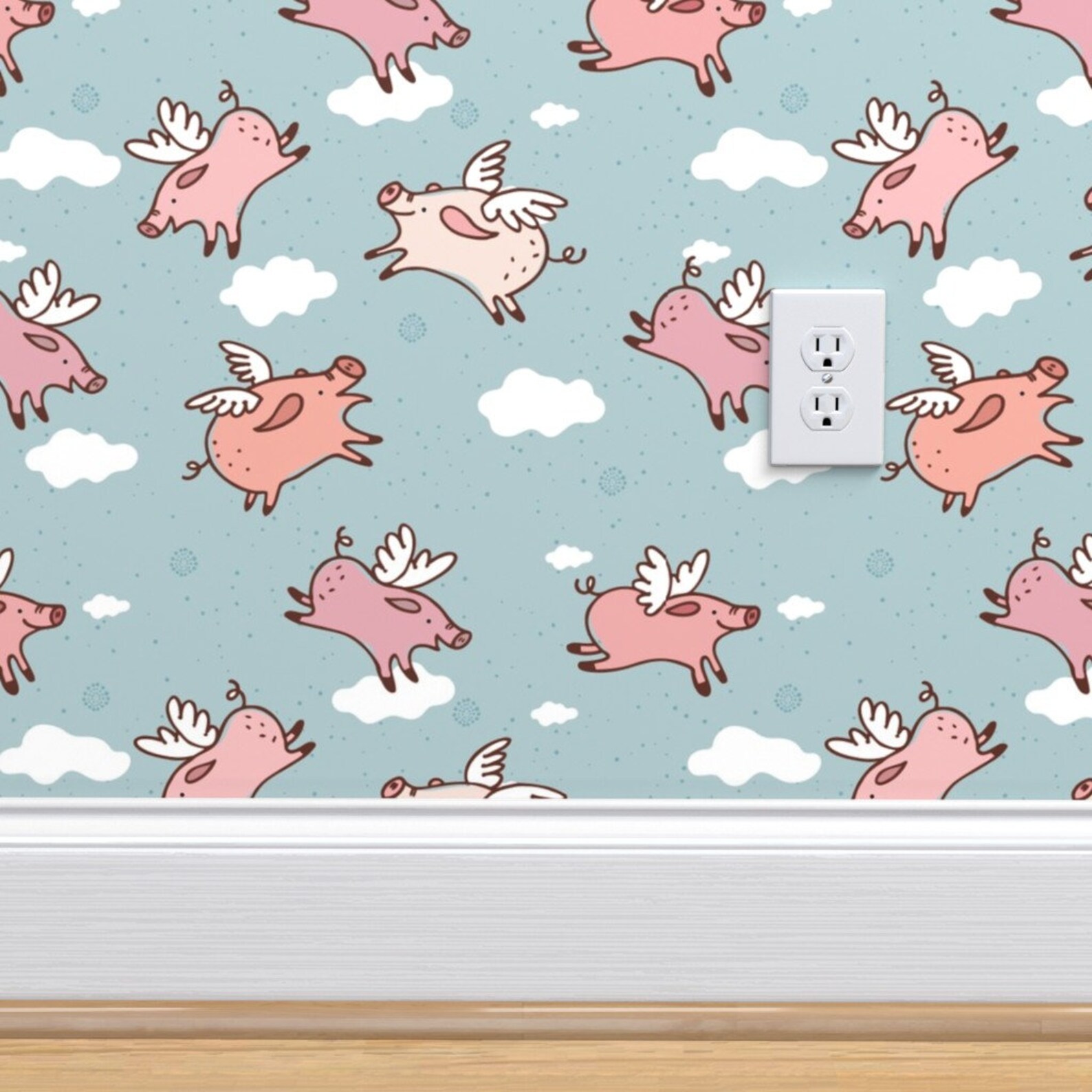 Flying Pigs Wallpaper When Pigs Fly New by Cynthiafrenette | Etsy