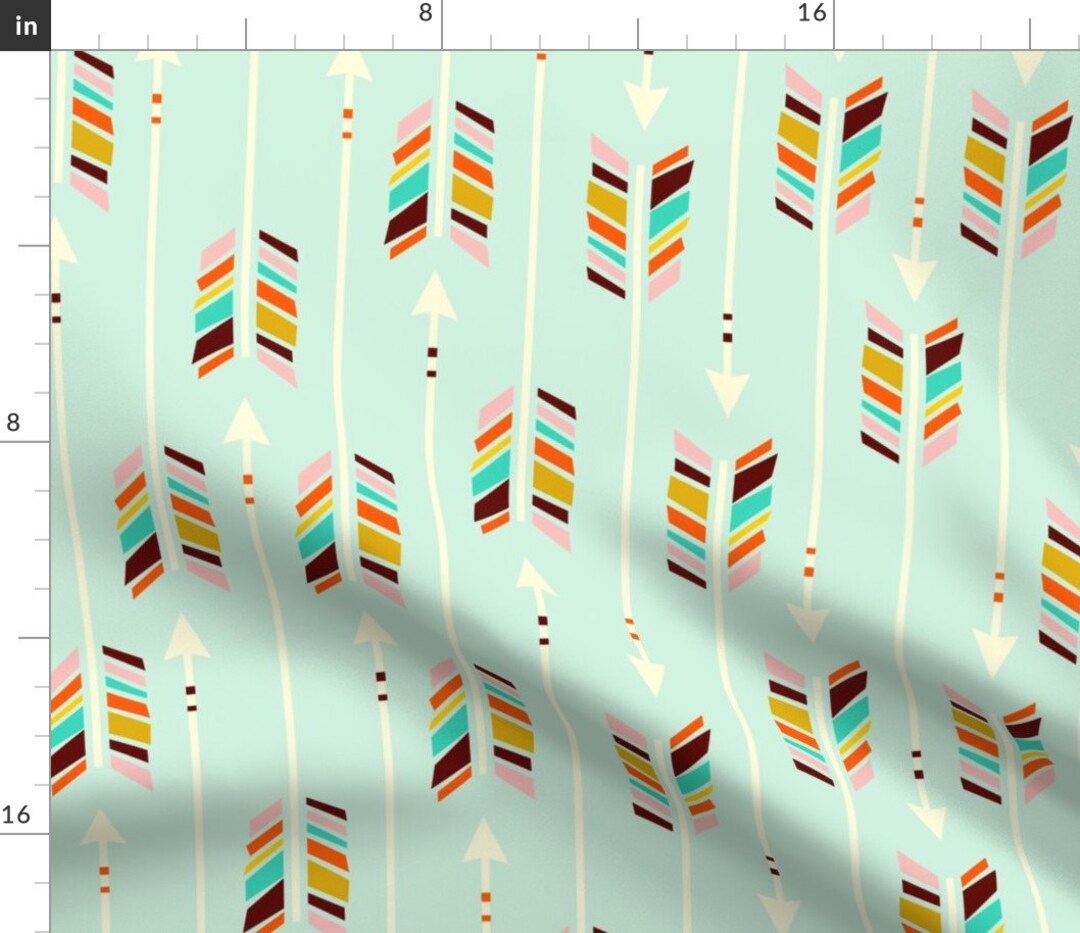 Arrows Fabric Large Arrows: Mint Custom Fabric by Nadia - Etsy