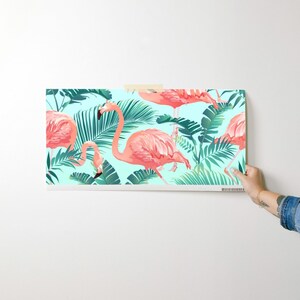 Flamingo Wallpaper Pink Flamingos on Teal Tropical Plants by Khaus ...