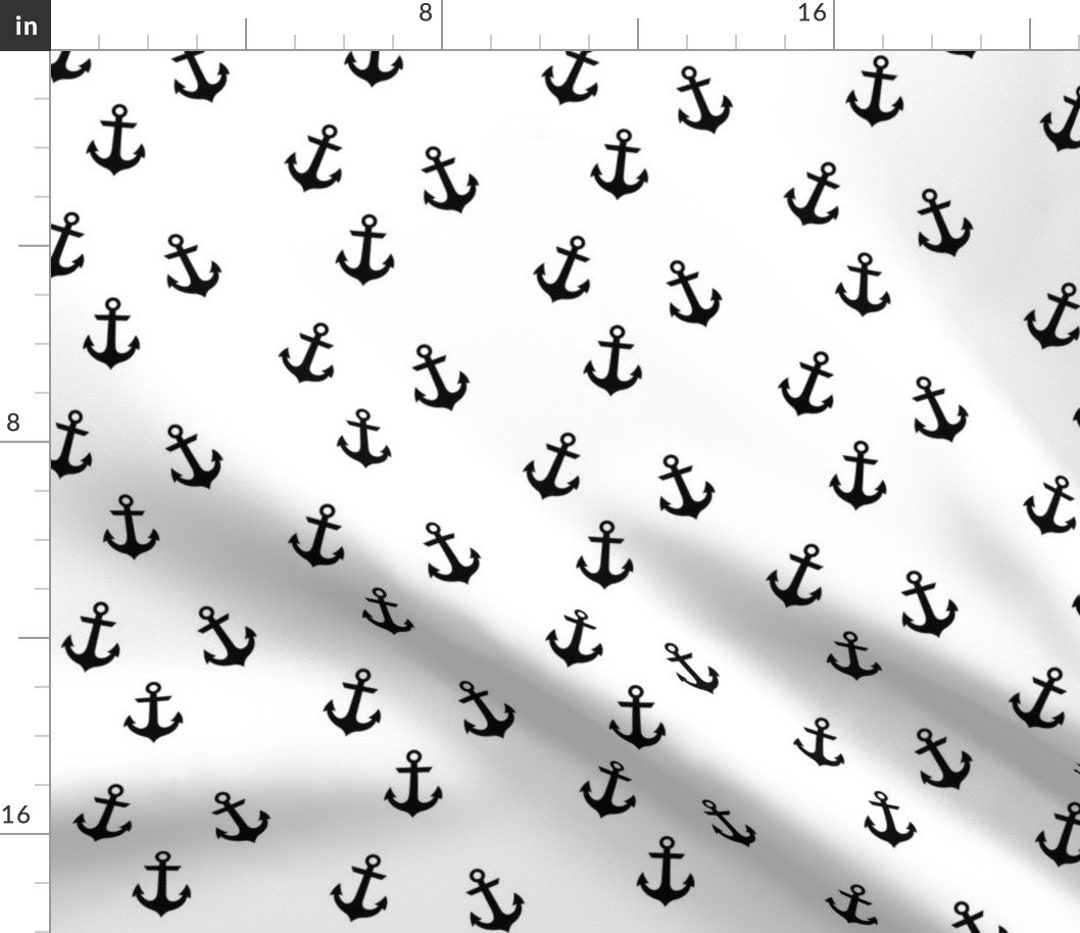 Black White Anchor Fabric Black Anchors by Modfox Black - Etsy