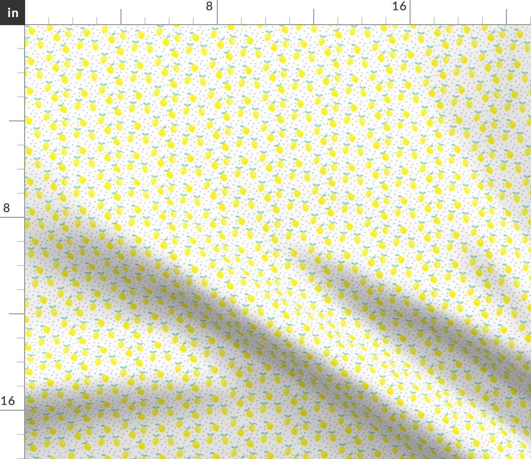 Lemon Fabric micro Print Lemons White by - Etsy