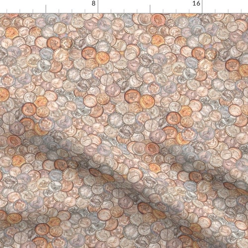 Vintage American Coins Fabric Money Loose Change Metal Look - Etsy